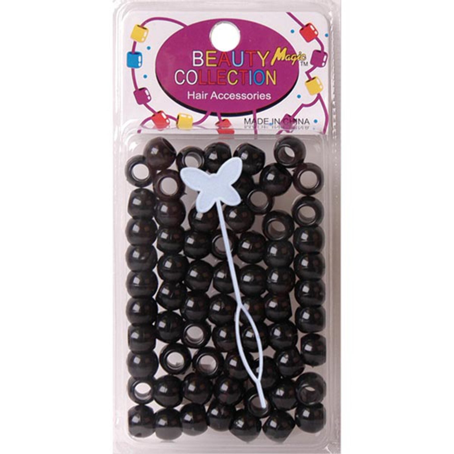 BEAUTY COLLECTION - Small Round Hair Bead 70PCs Black - Walmart ...