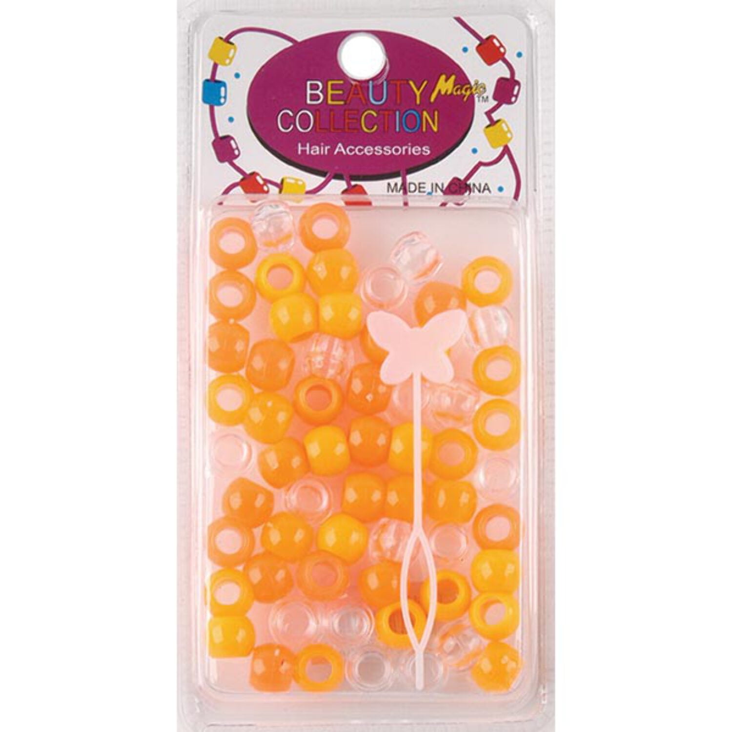 BEAUTY COLLECTION - Small Round Hair Bead 70PCs ORANGE ASSORTED ...