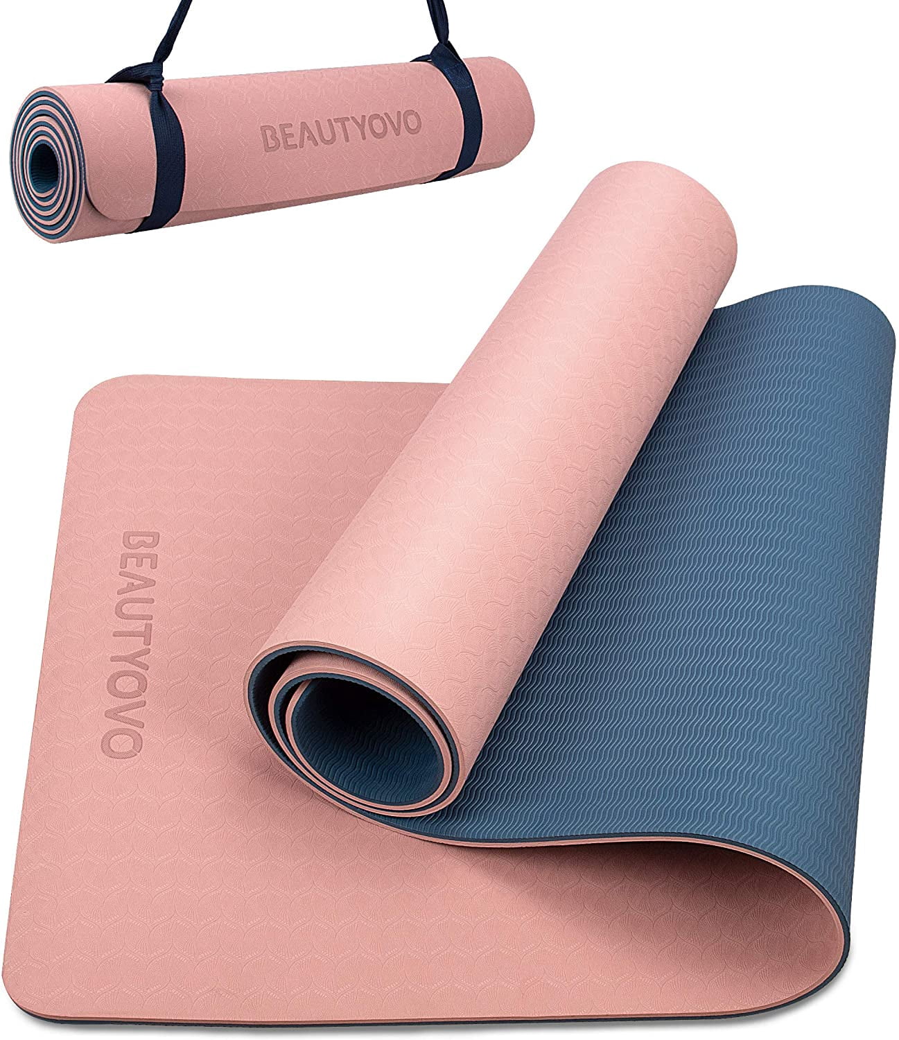 BEAUTYOVO Yoga Mat with Strap, 1/3 Inch Extra Thick Yoga Mat Double ...
