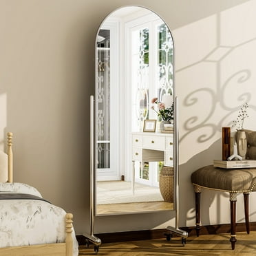 BEAUTYPEAK 64" x 21" LED Arched Full Length Mirror Standing Floor ...