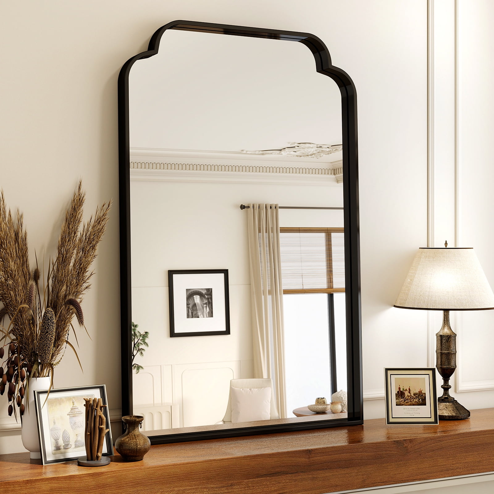 BEAUTYPEAK 24"x36" Arched Bathroom Mirror with Curved Top Modern ...