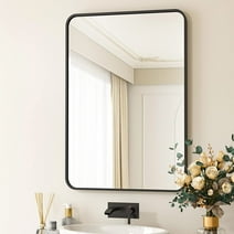 Mainstays 17X53 Rounded Edge Rectangular Mirror Lightwood Grain Finish ...