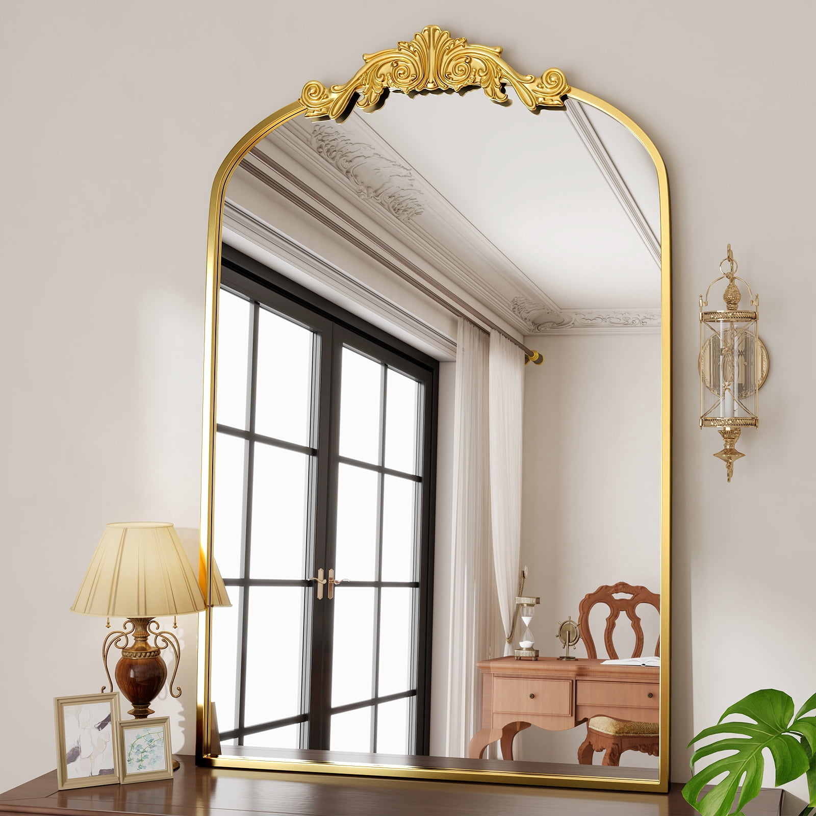 BEAUTYPEAK 40"x30" Vanity Wall Mirror Decorative Vintage Arch Bathroom ...