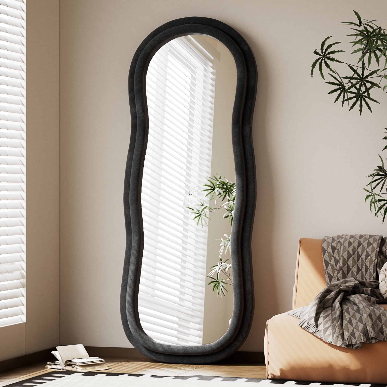 BEAUTYPEAK 63"x 24" Irregular Full Length Mirror Free Standing with ...