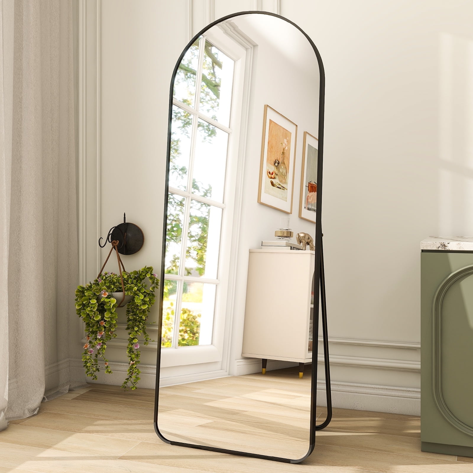 BEAUTYPEAK 64.1\x 21.1\ Full Length Standing Arch-Top Floor Mirror with ...