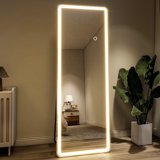 "BEAUTYPEAK Large 64"" x 21"" LED Full Body Long Bedroom Mirror with ...
