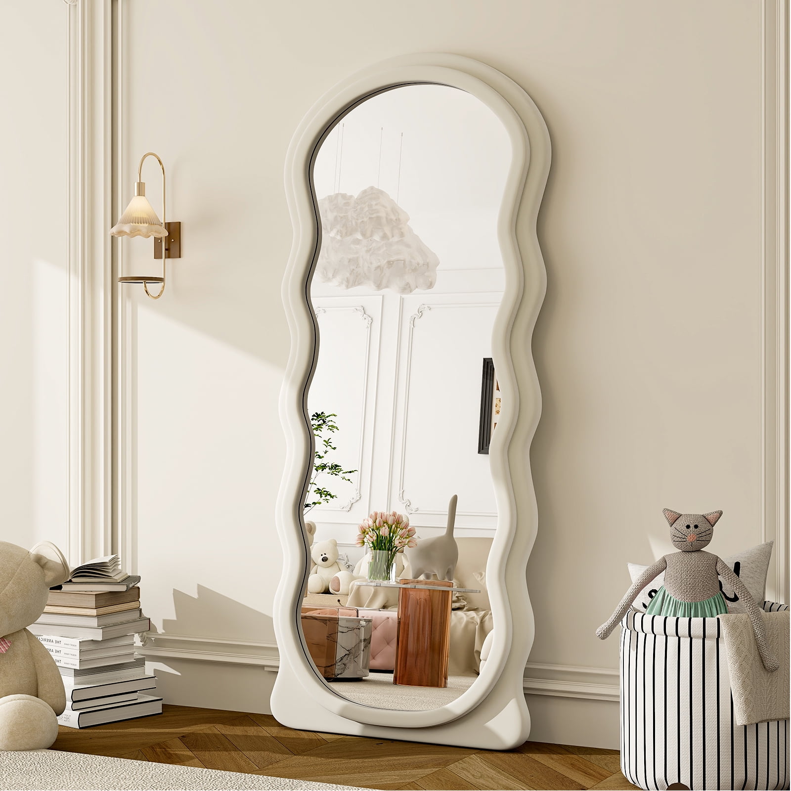 Free Shipping! BEAUTYPEAK 71"x 30" Full Length Floor Mirror Wavy Mirror ...