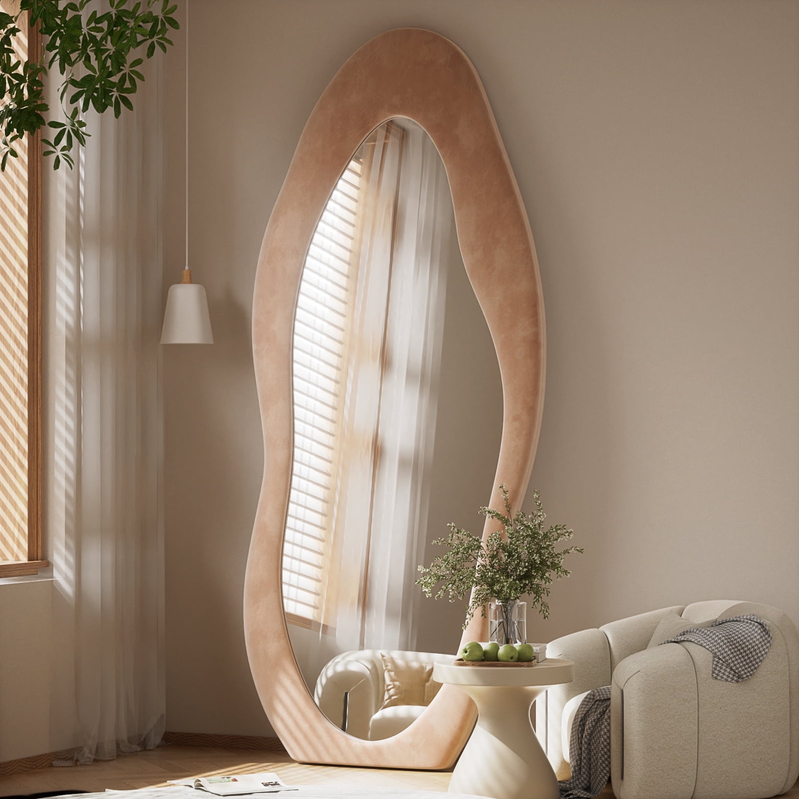 "BEAUTYPEAK 71""x 30"" Unique Wavy Shape Full Length Floor Mirror for ...