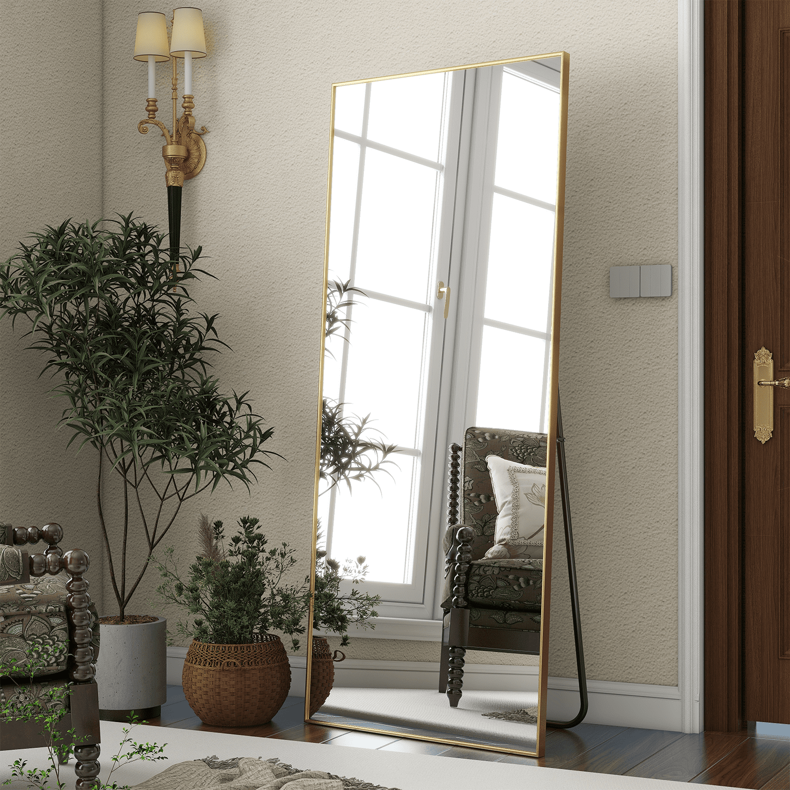 BEAUTYPEAK 71x27 Full Length Gold Mirror for Dressing, Body Size ...