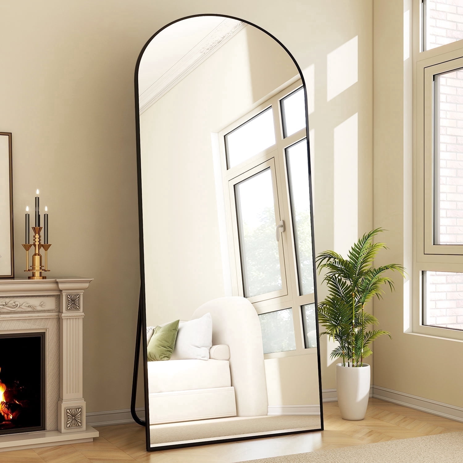 BEAUTYPEAK 71"x30" Arch Full Length Mirror Oversized Floor Mirrors for ...