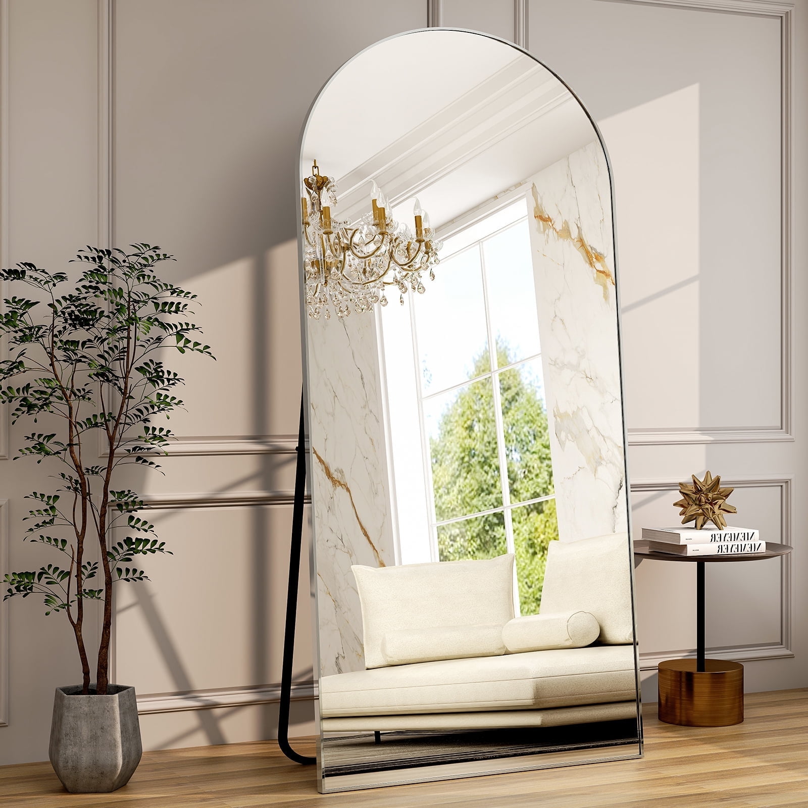 BEAUTYPEAK 79"x 38" Oversized Full Length Mirror Arch Standing Floor ...
