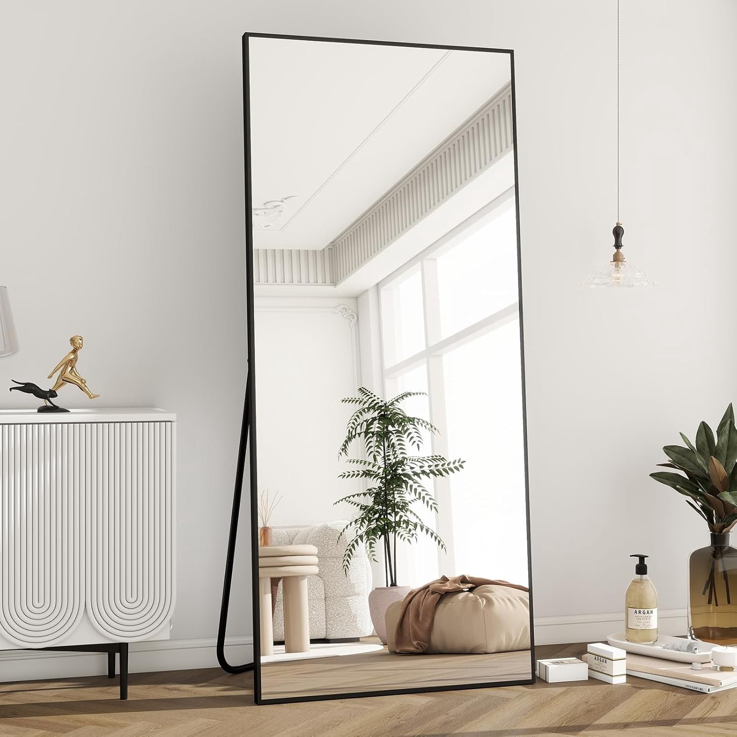 PAWTY Full Length Mirror with Stand, 65"x24" Floor Mirror with Aluminum ...