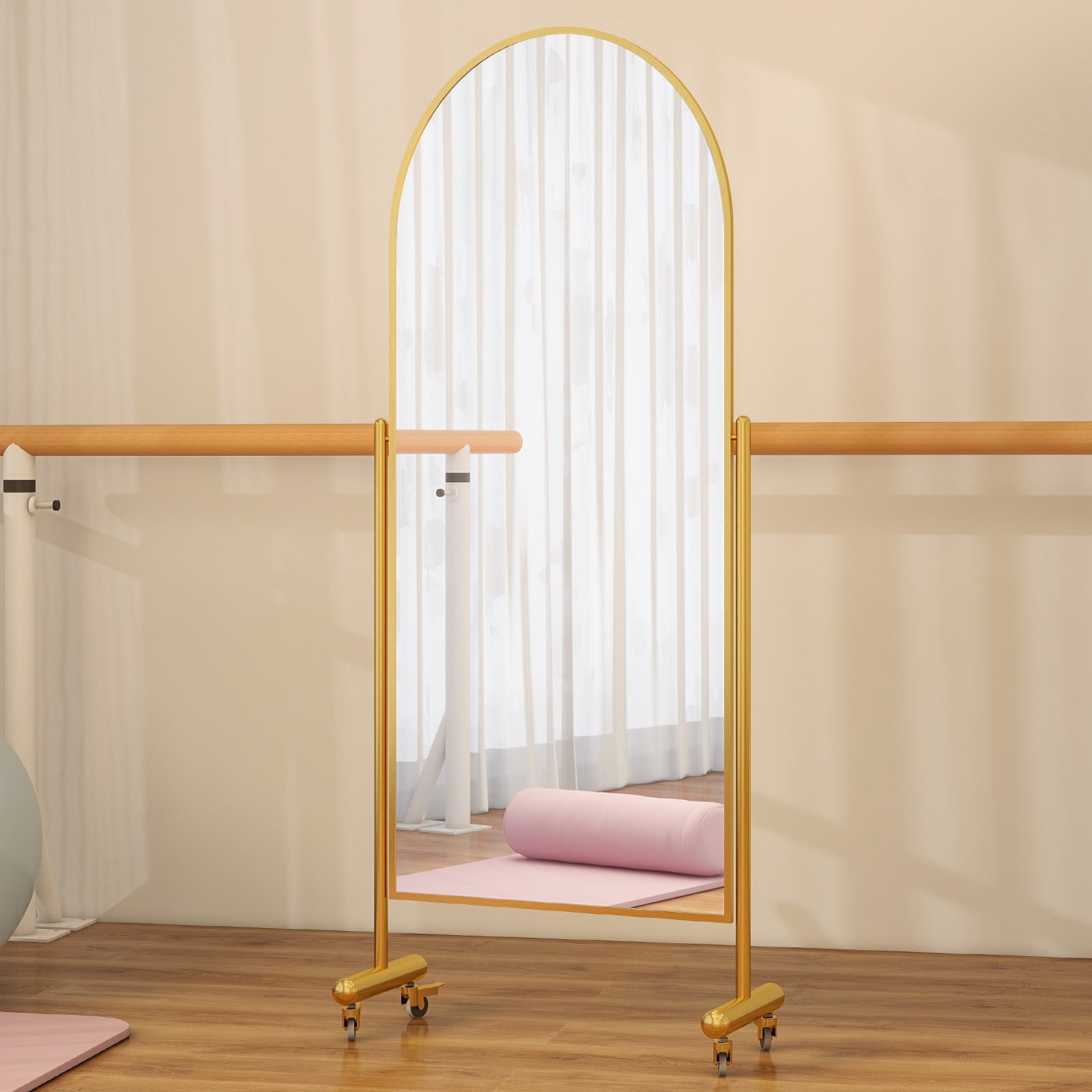 BEAUTYPEAK 23" x 67" Gold Movable and Tiltable Full Length Dance Mirror ...