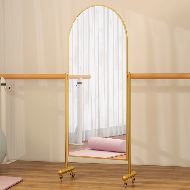 BEAUTYPEAK 23" x 67" Gold Movable and Tiltable Full Length Dance Mirror ...