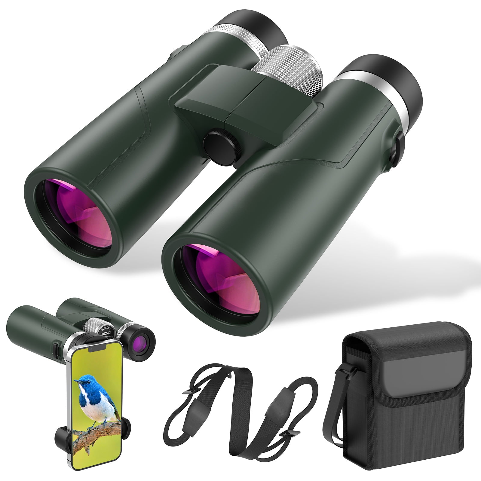BEBANG 10x42 HD Binoculars for Adults High Powered, Large View ...