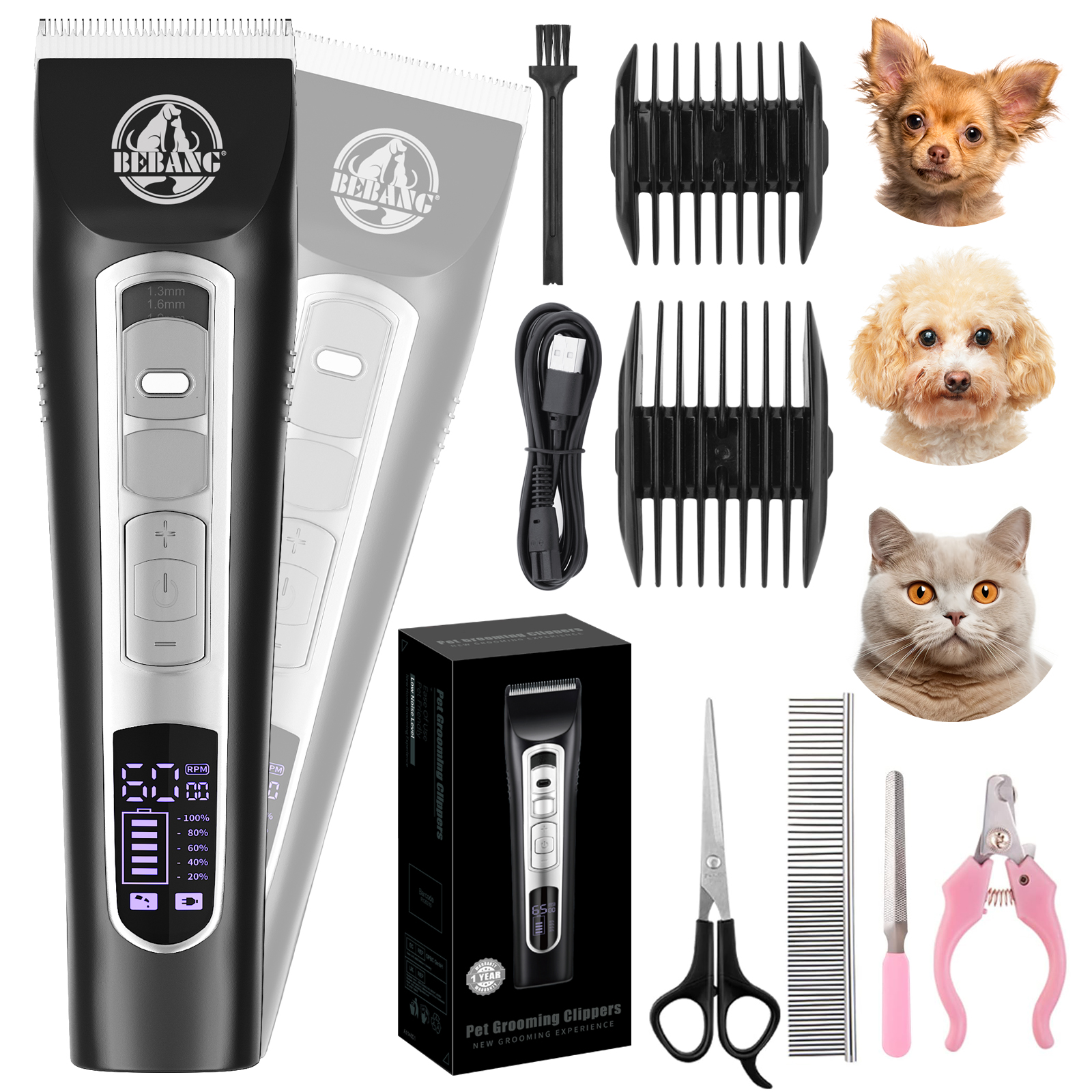 Ownpets Pet Dogs and Cats Electric Hair Trimmer Grooming Clippers Kit ...