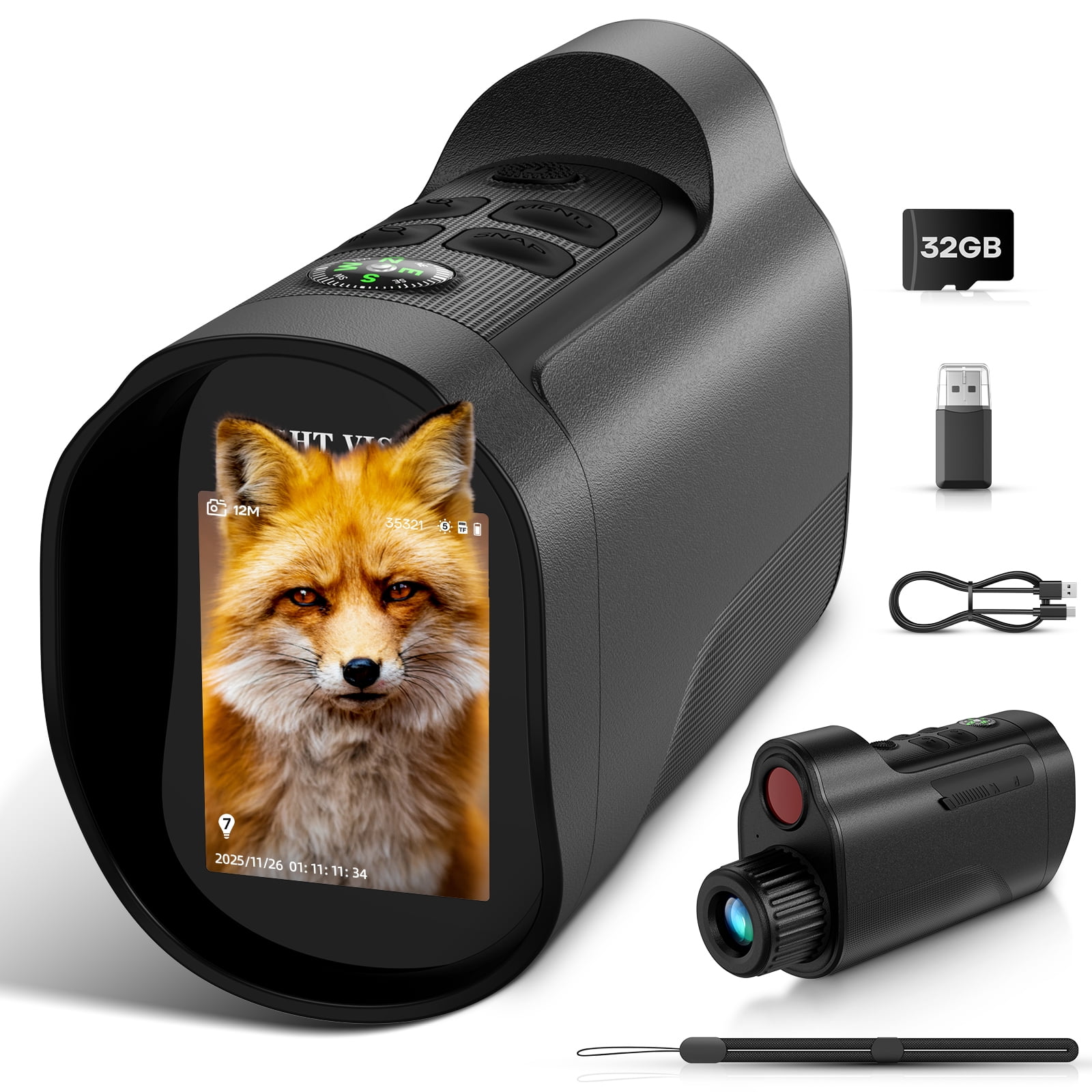 BEBANG 10X Night Vision Monocular, 1080P Infrared Monocular with 2" HD ...