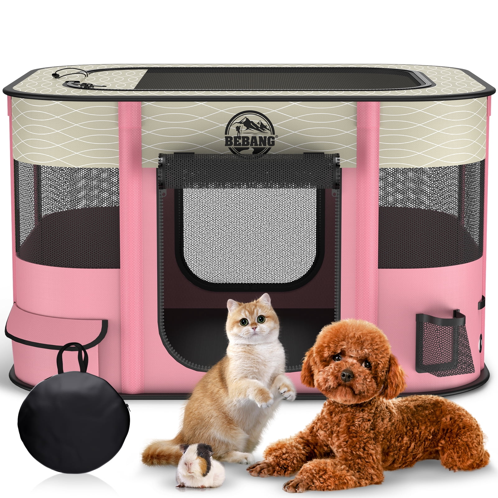 BEBANG Pet Playpen, Foldable Portable Dog Cat Playpens for Indoor ...