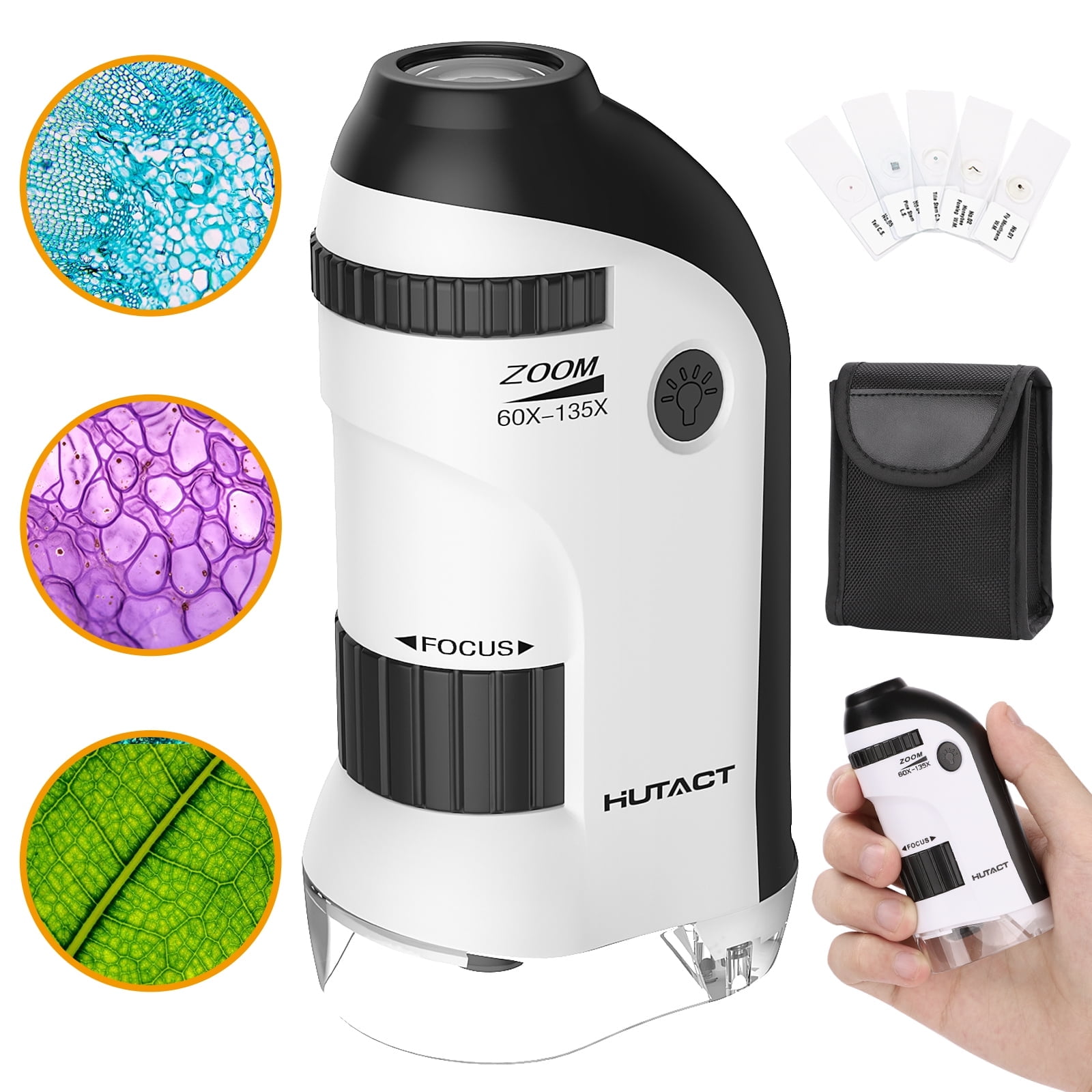 BEBANG Handheld Pocket Microscope, 60X-135X, Mini for Kids, Students ...