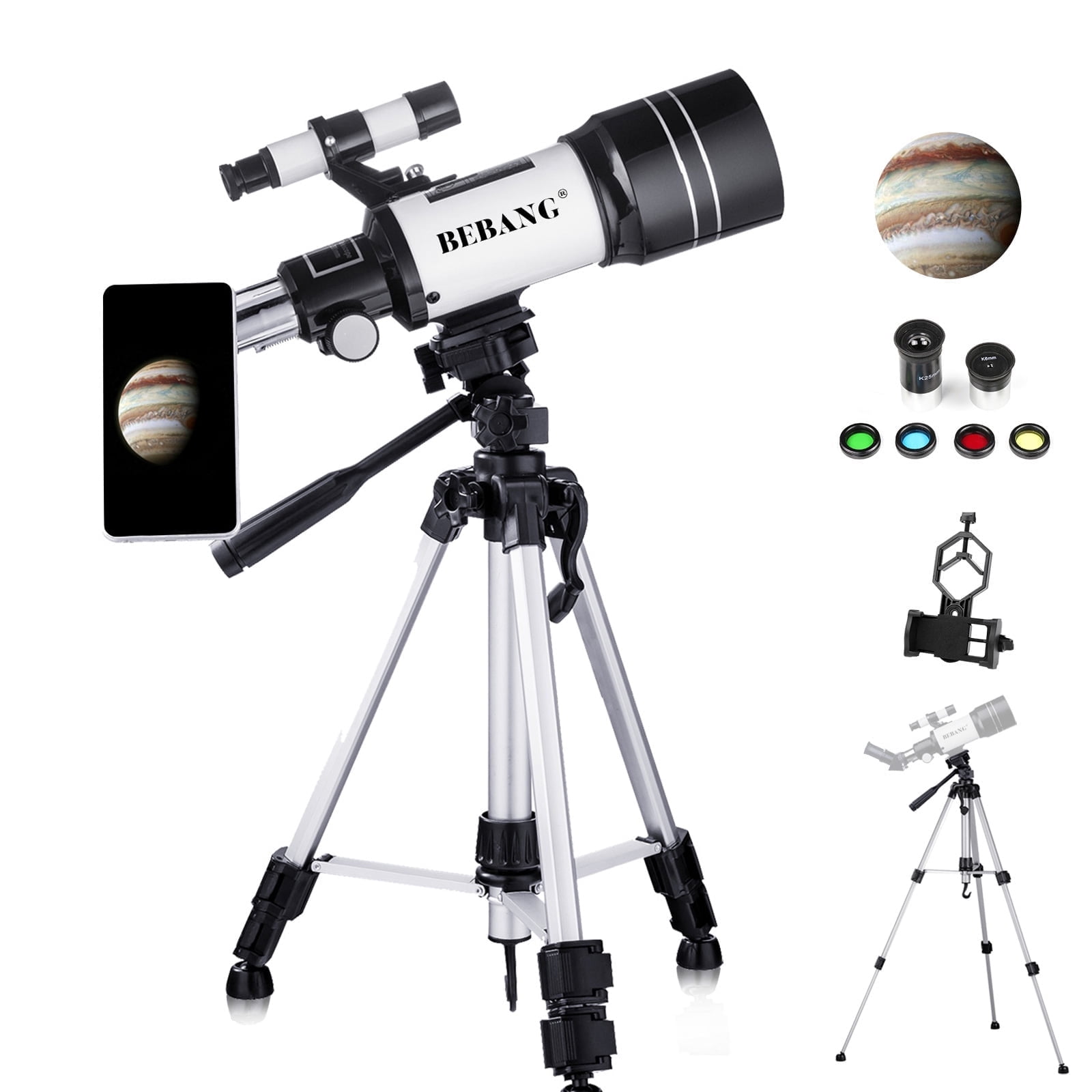 BEBANG 70mm Refractor Telescope, Professional Astronomy Telescope for ...