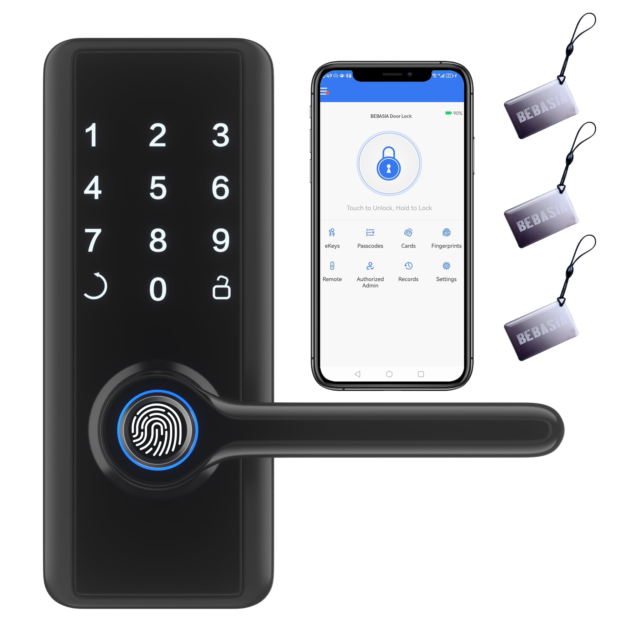 BEBASIA Smart Door Lock, Keyless Entry Door Lock, Fingerprint Door Lock ...