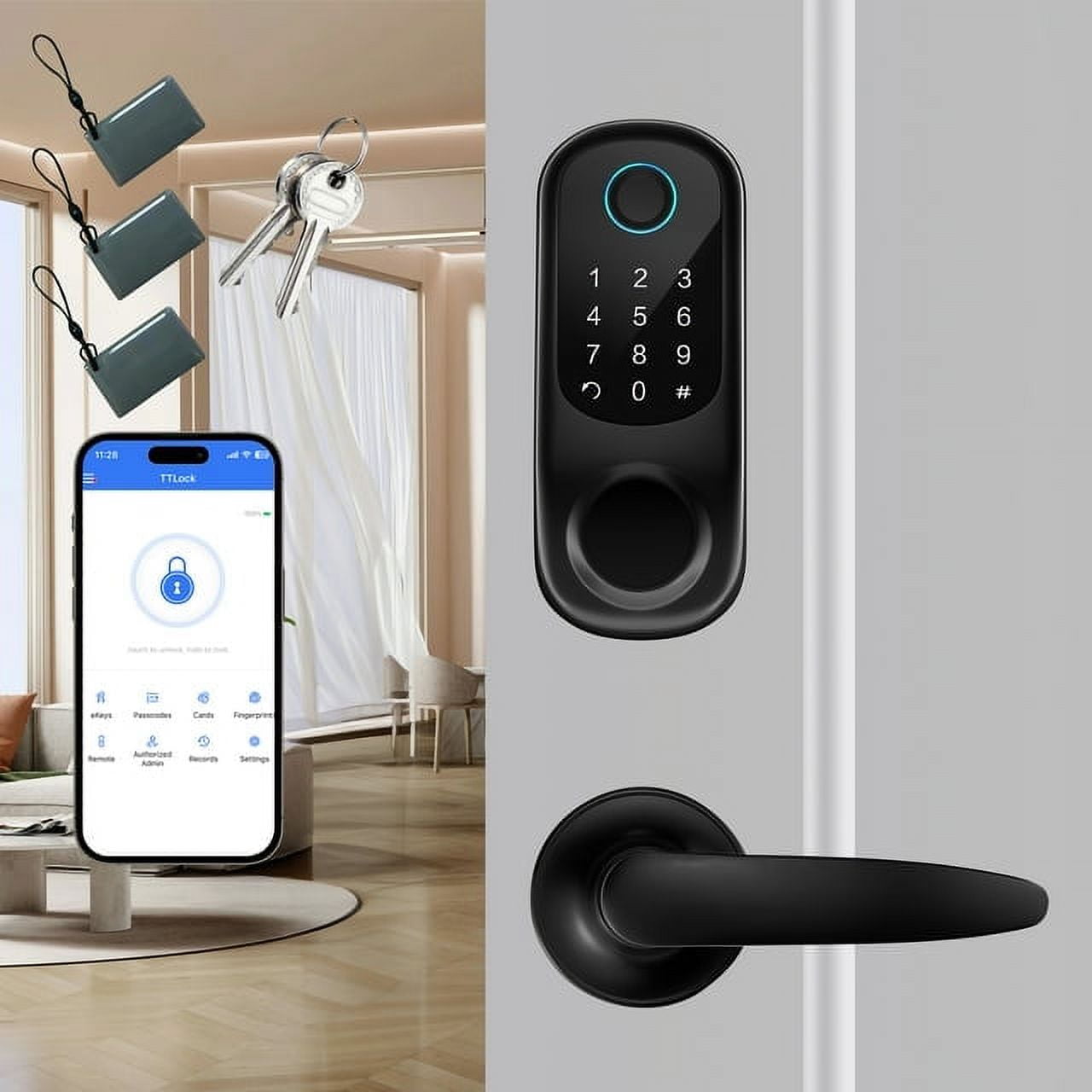 BEBASIA Easy Installation Biometric 7-in-1 Fingerprint Deadbolt Lock ...