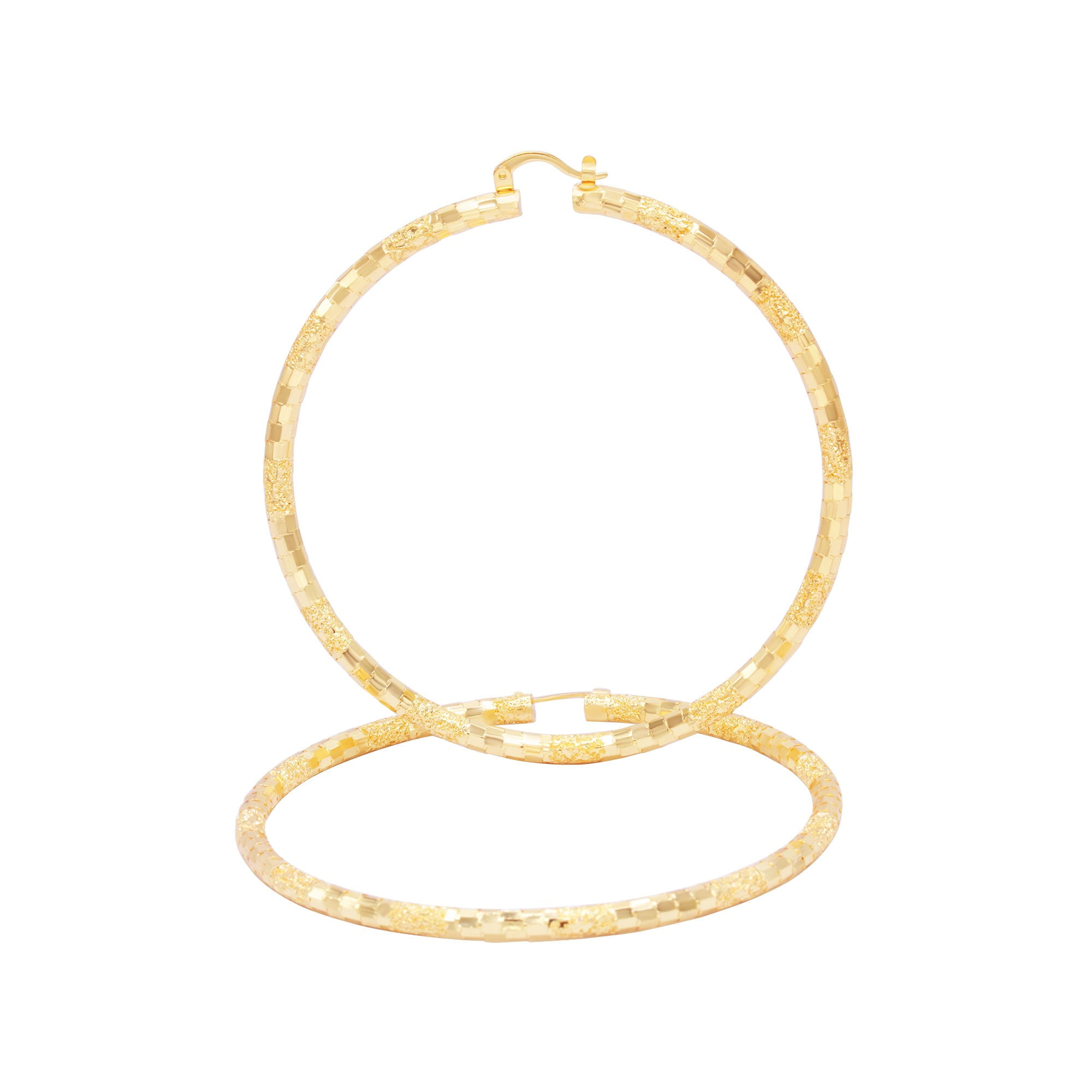 BEBERLINI Box Textured Cut Large Hoops 40 mm 14K Gold Filled Hoop ...