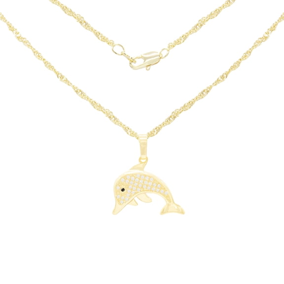 BEBERLINI Women Butterfly CZ Pendant Necklace Set 14K Gold Filled Rope ...