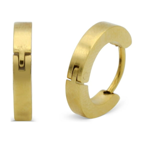 BEBERLINI Men Huggie Hoop Earrings 14K Gold Plated Stainless Steel ...