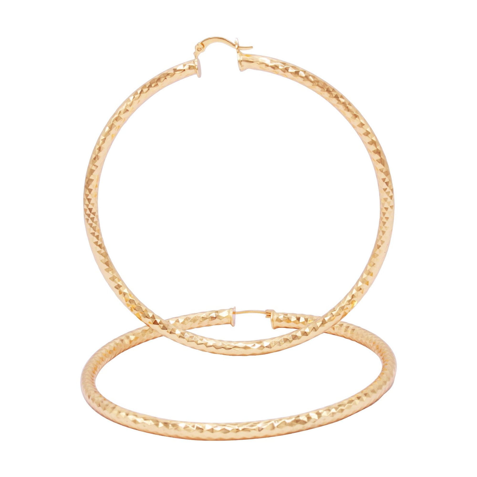 BEBERLINI Tri Cut Large Hoops 25 mm 14K Gold Filled Hoop Earrings ...