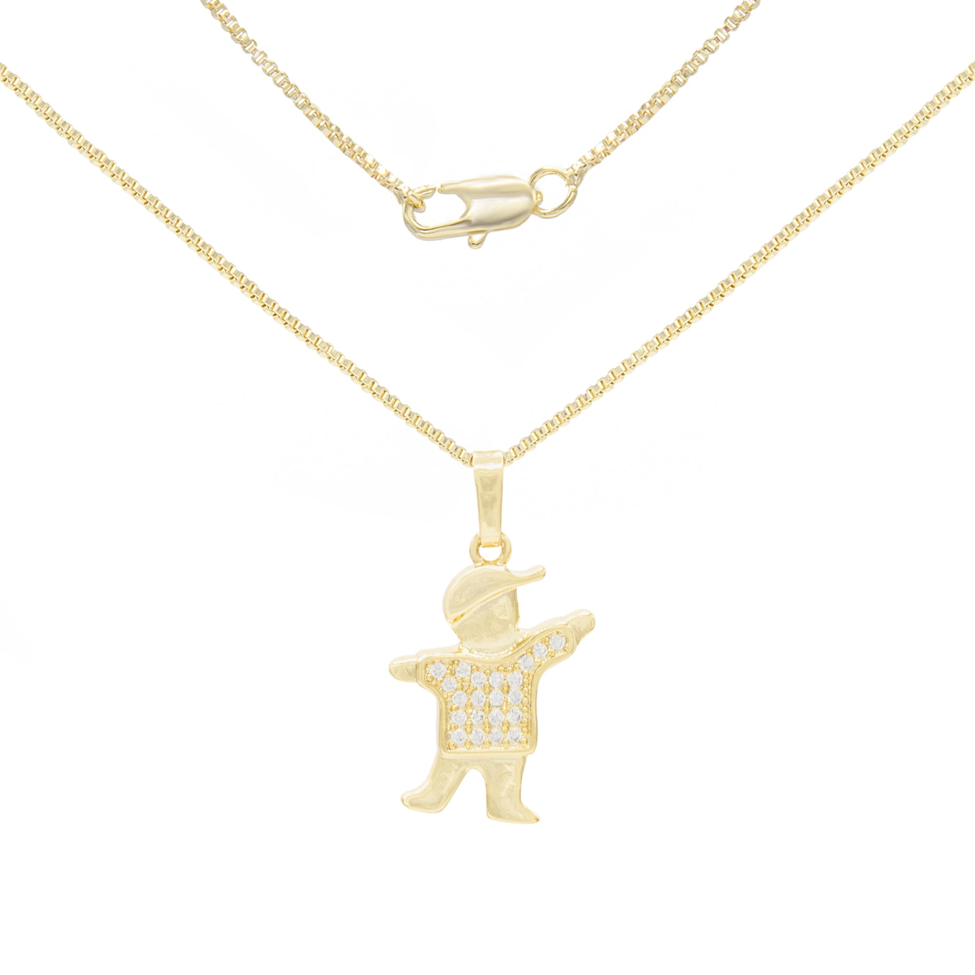 BEBERLINI Women Brother Pendant Necklace Set 14K Gold Filled Box Chain ...
