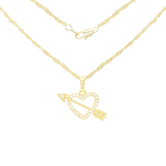 BEBERLINI Women Heart CZ Pendant Necklace Set 14K Gold Filled Rope ...