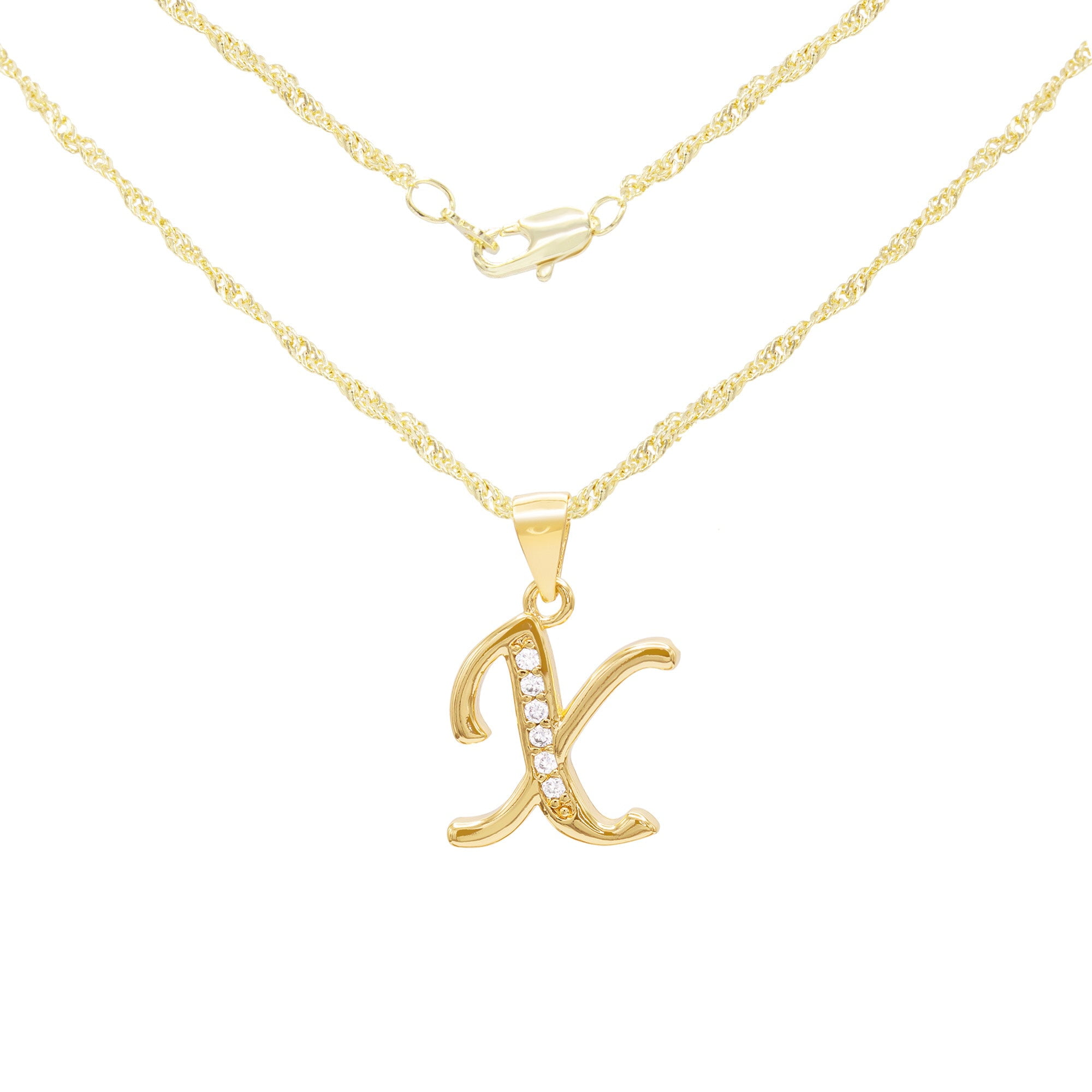 BEBERLINI Women Initial Letter X Pendant Necklace 14K Gold Filled Rope ...