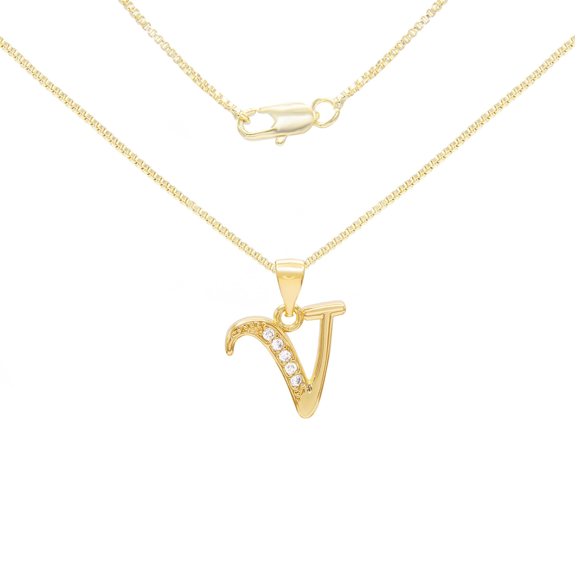 BEBERLINI Women Initial Letter V Pendant Necklace 14K Gold Filled Box ...
