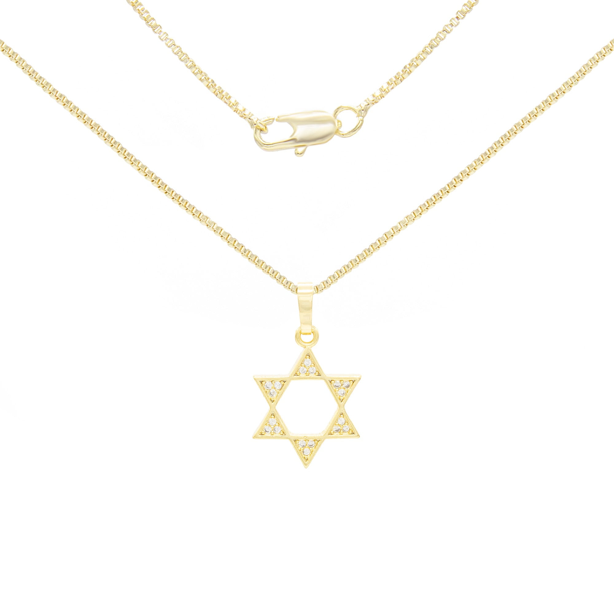 BEBERLINI Women Star Of David CZ Pendant Necklace 14K Gold Filled Box ...