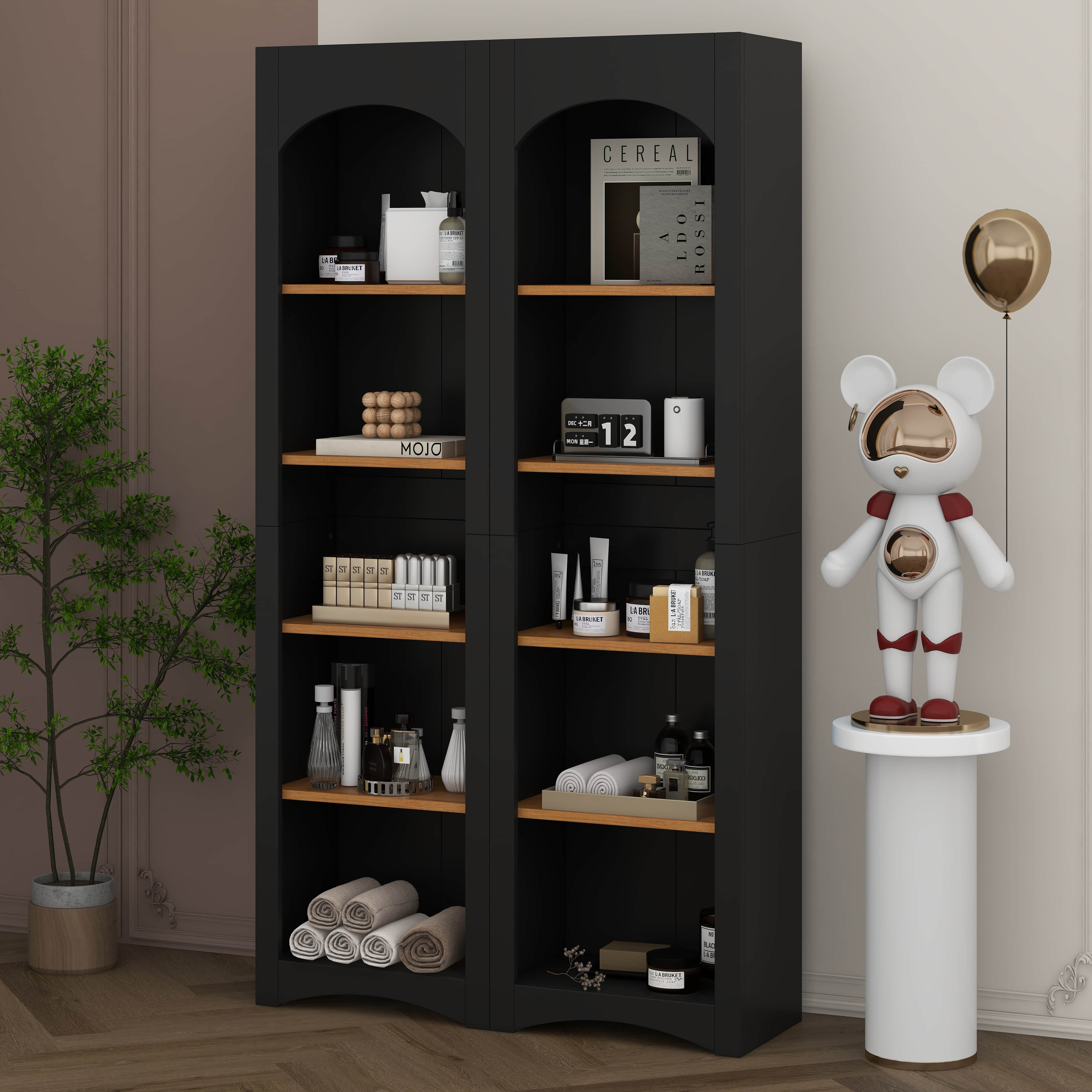 BEBPILOO Free Standing 5 Tier Bookshelves, Bookcases Set of 2 ...