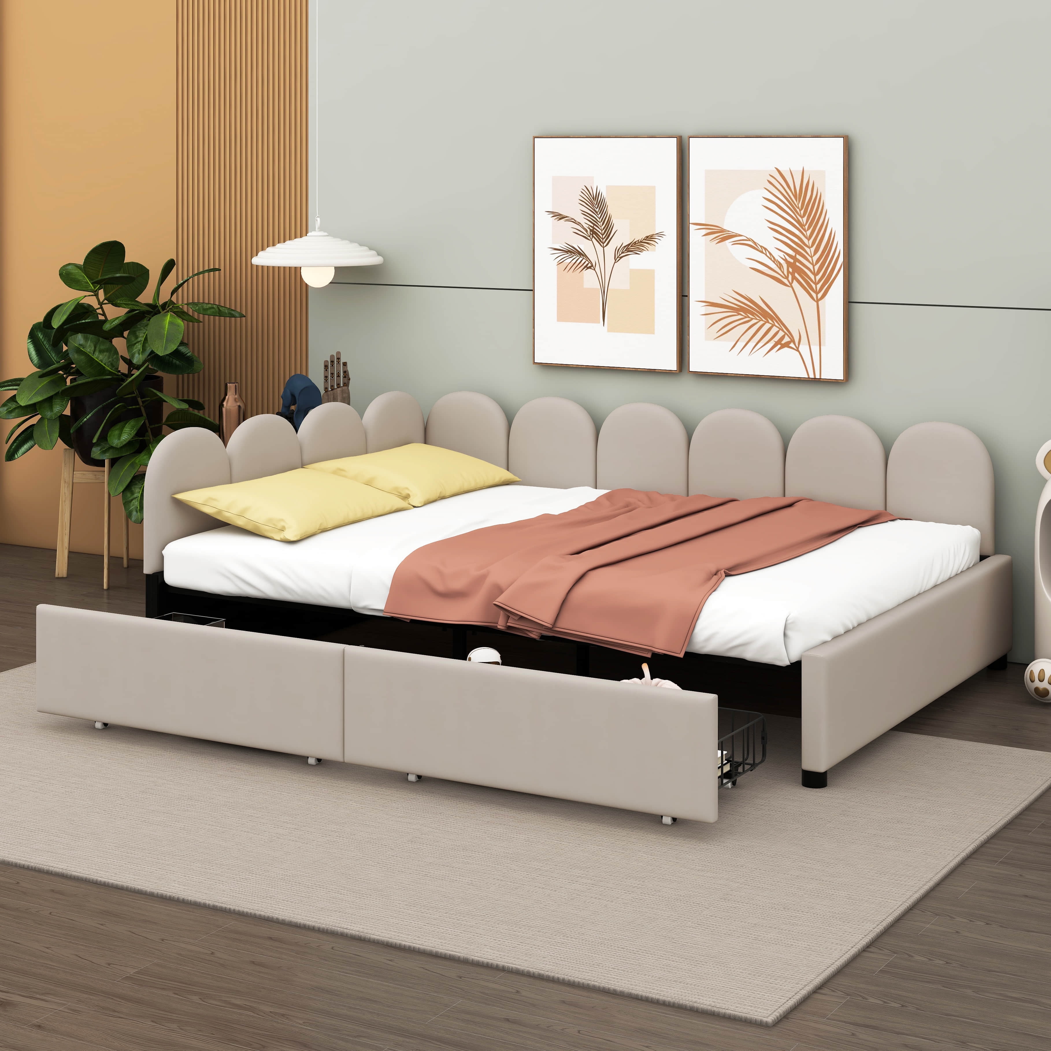 BEBPILOO Full Size Upholstered Daybed with 2 Drawers, Velvet Sofabed ...