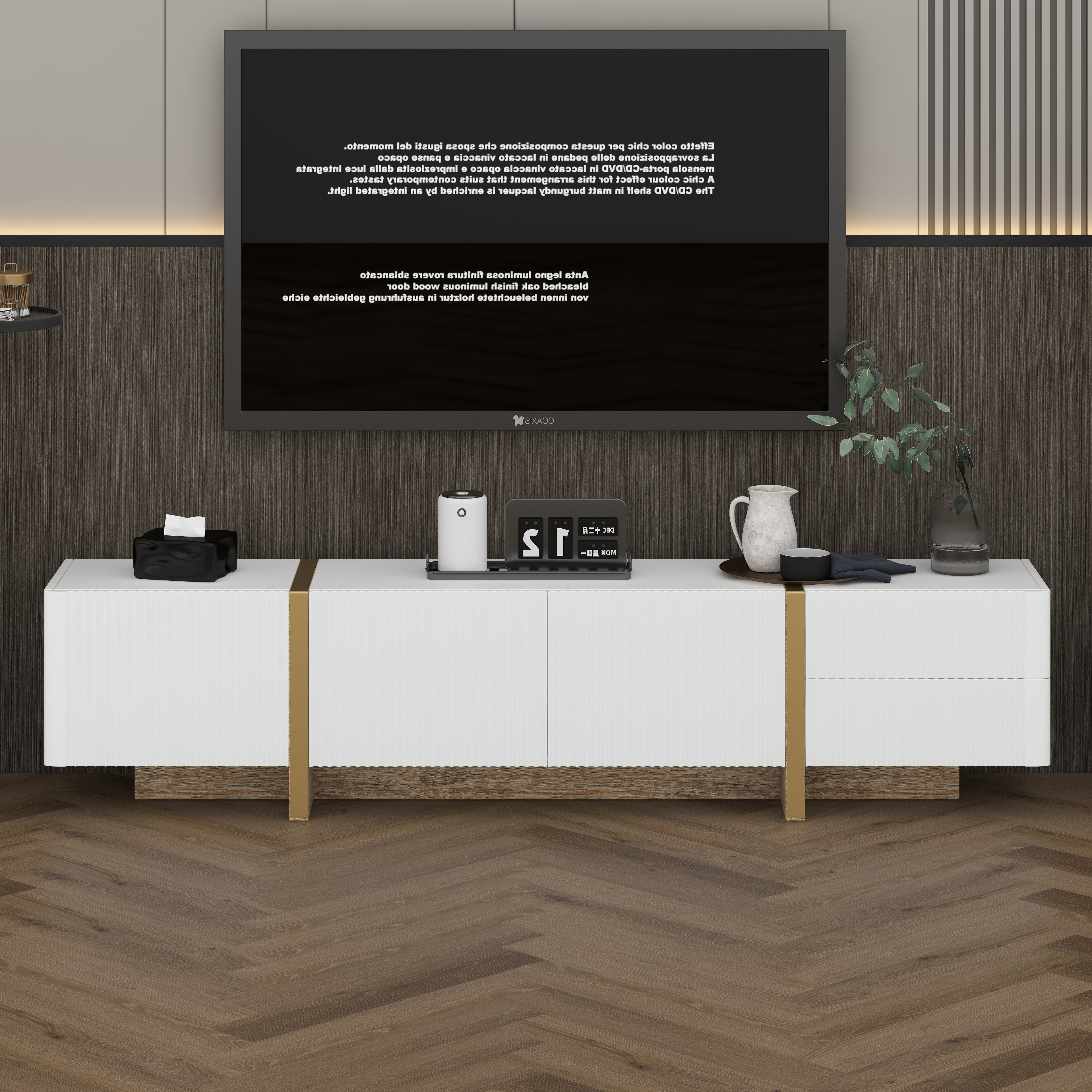 BEBPILOO Luxury Fluted TV Stand for TVs Up to 80'', ModernSmooth Media ...