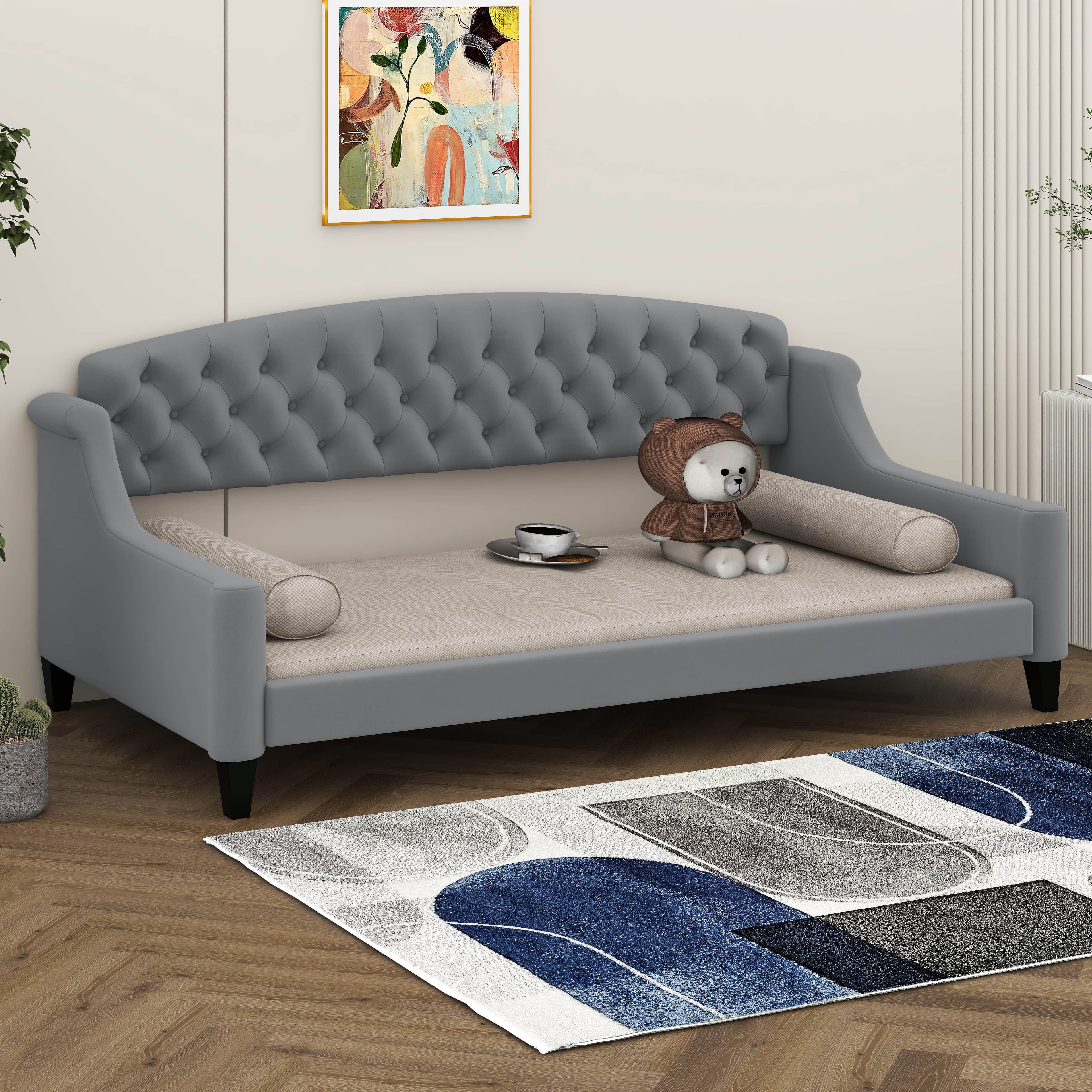 BEBPILOO Modern Luxury Tufted Button Daybed,Twin,Gray - Walmart.com