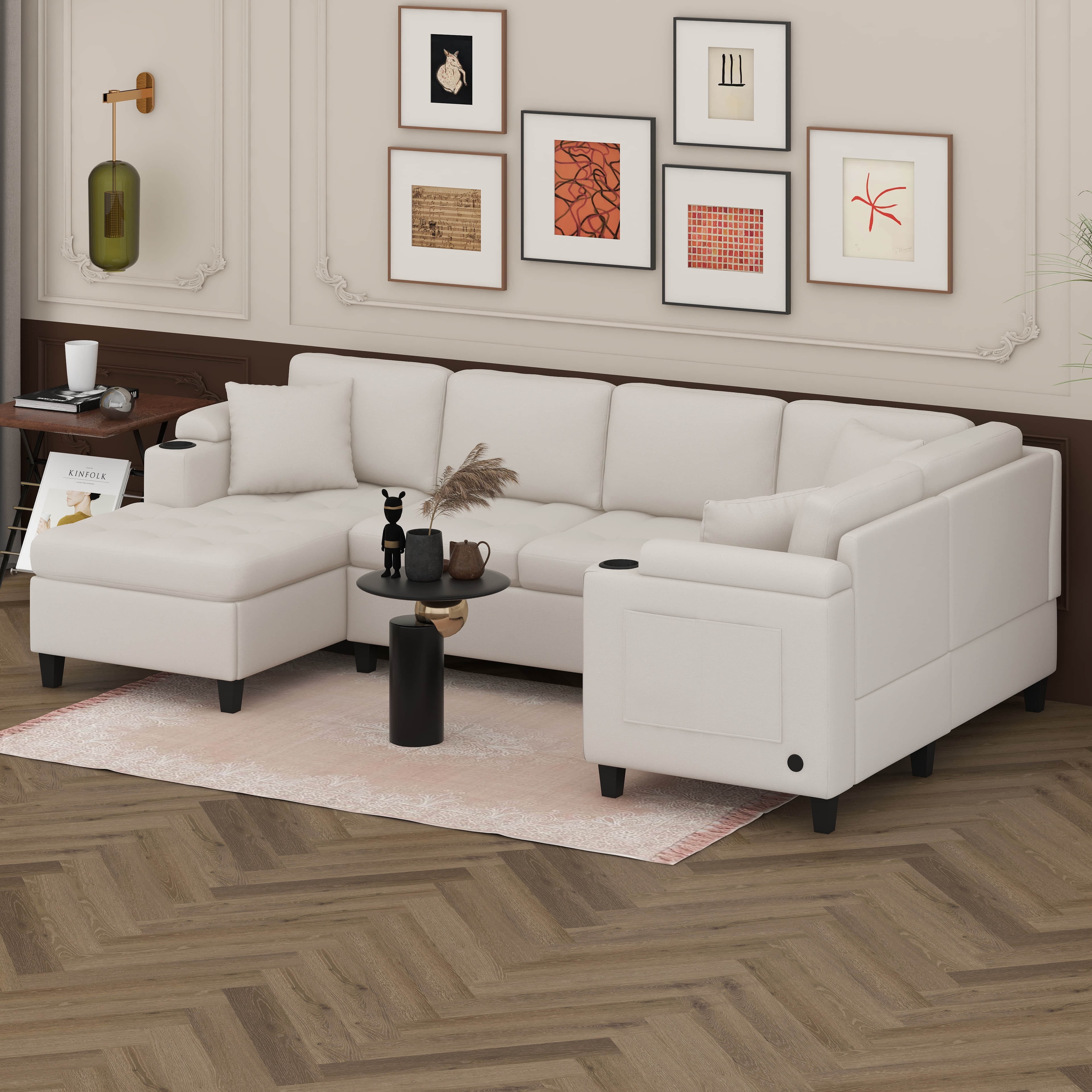 BEBPILOO Modern U-shaped Sectional Sofa, 115.7" Corner Sectional Couch ...