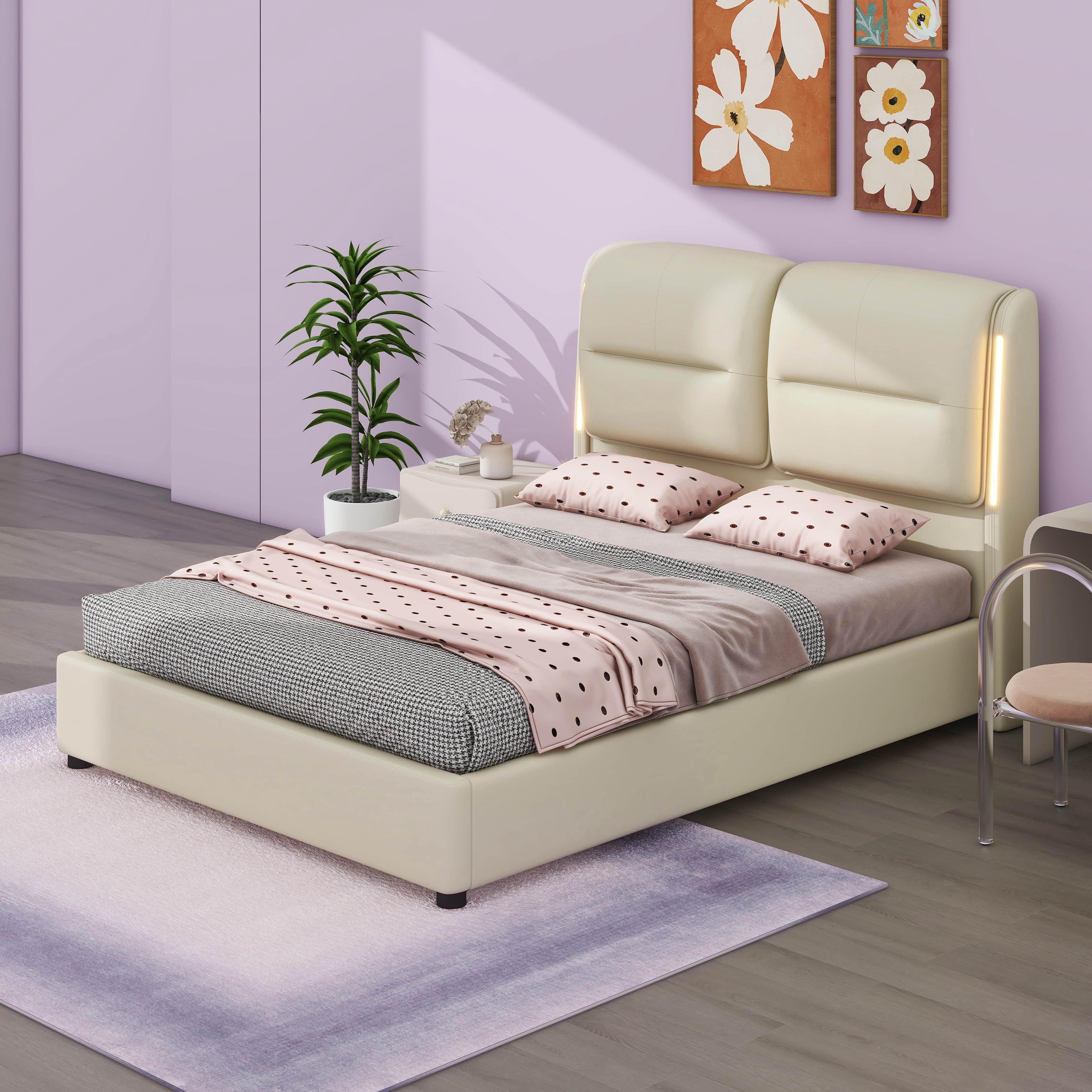 BEBPILOO Upholstered Queen Size Hydraulic Platform Bed with Lift Up ...