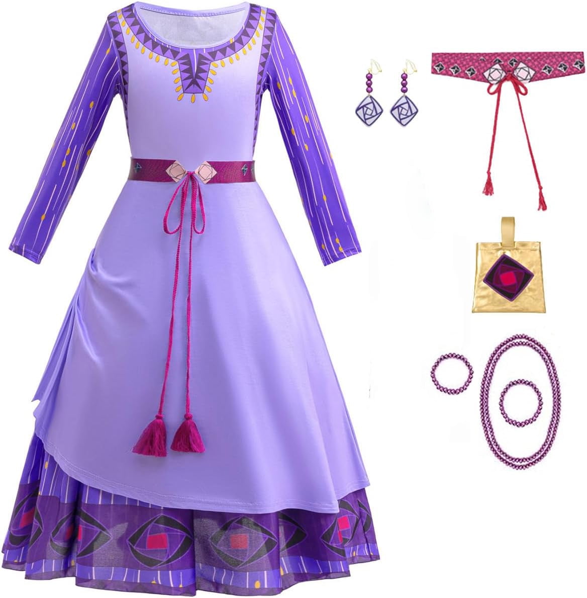 BEBUTTON Princess Asha Costume for Girls Wish Asha Dress Up Kids ...