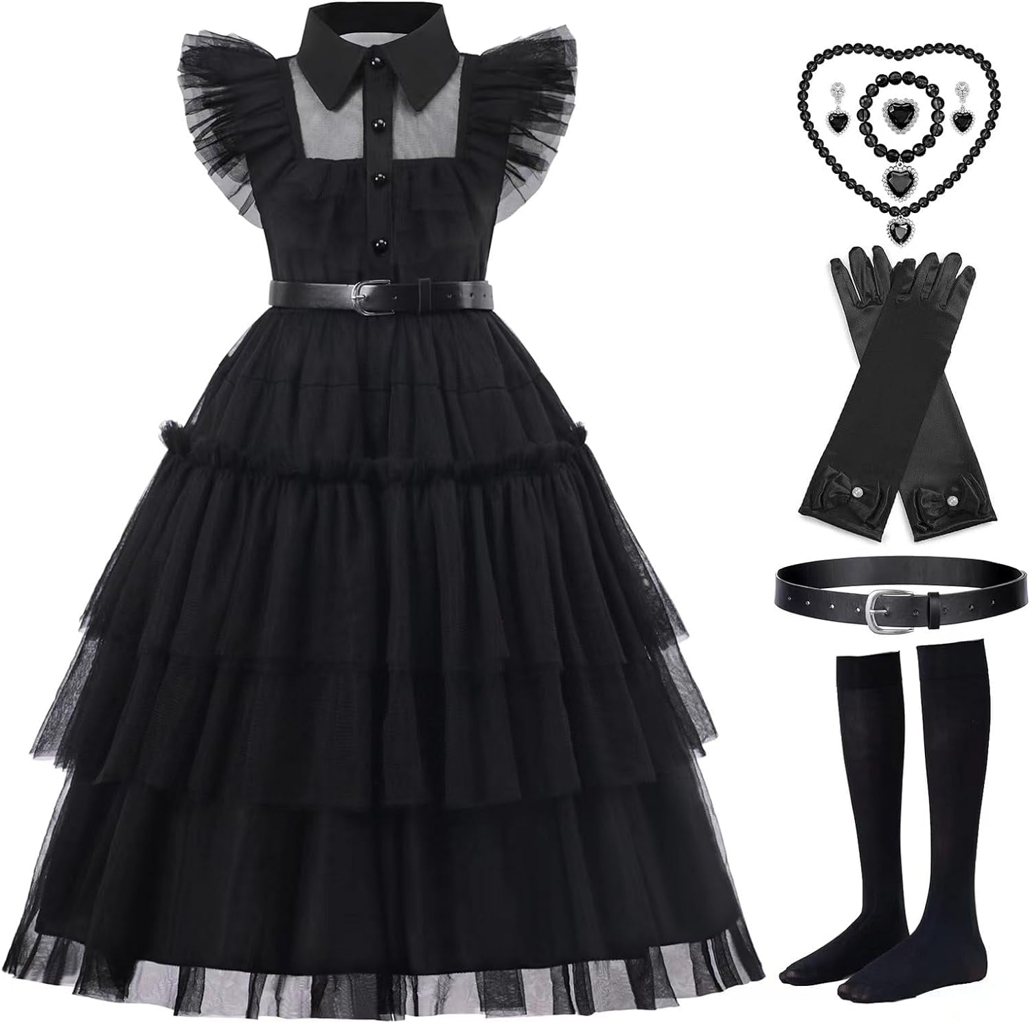 BEBUTTON Wednesday Addams Costume Dress, Gothic Princess Family ...