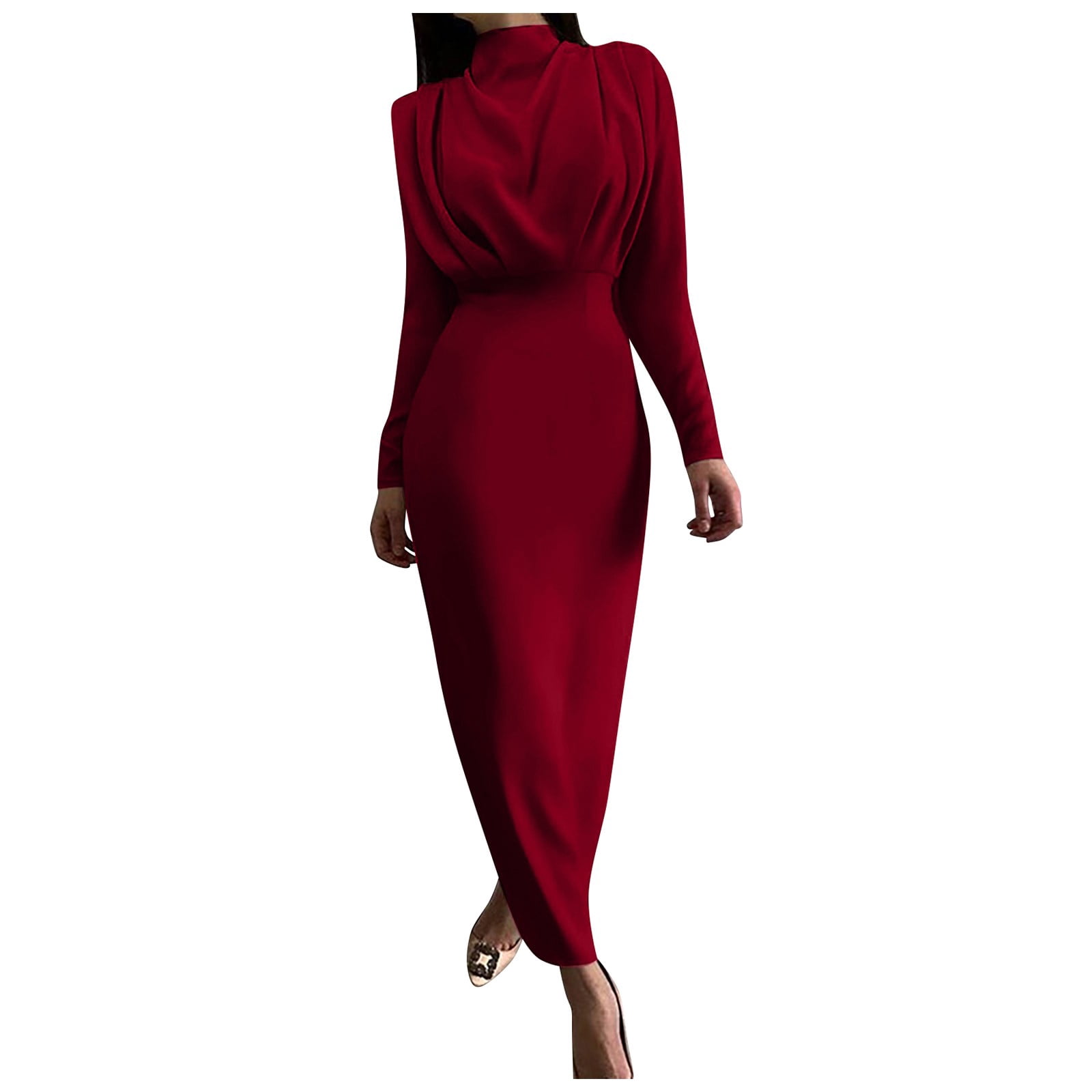 BEBUTTON Womens Summer Casual Tight Solid Wrap Dresses Elegant Mock ...
