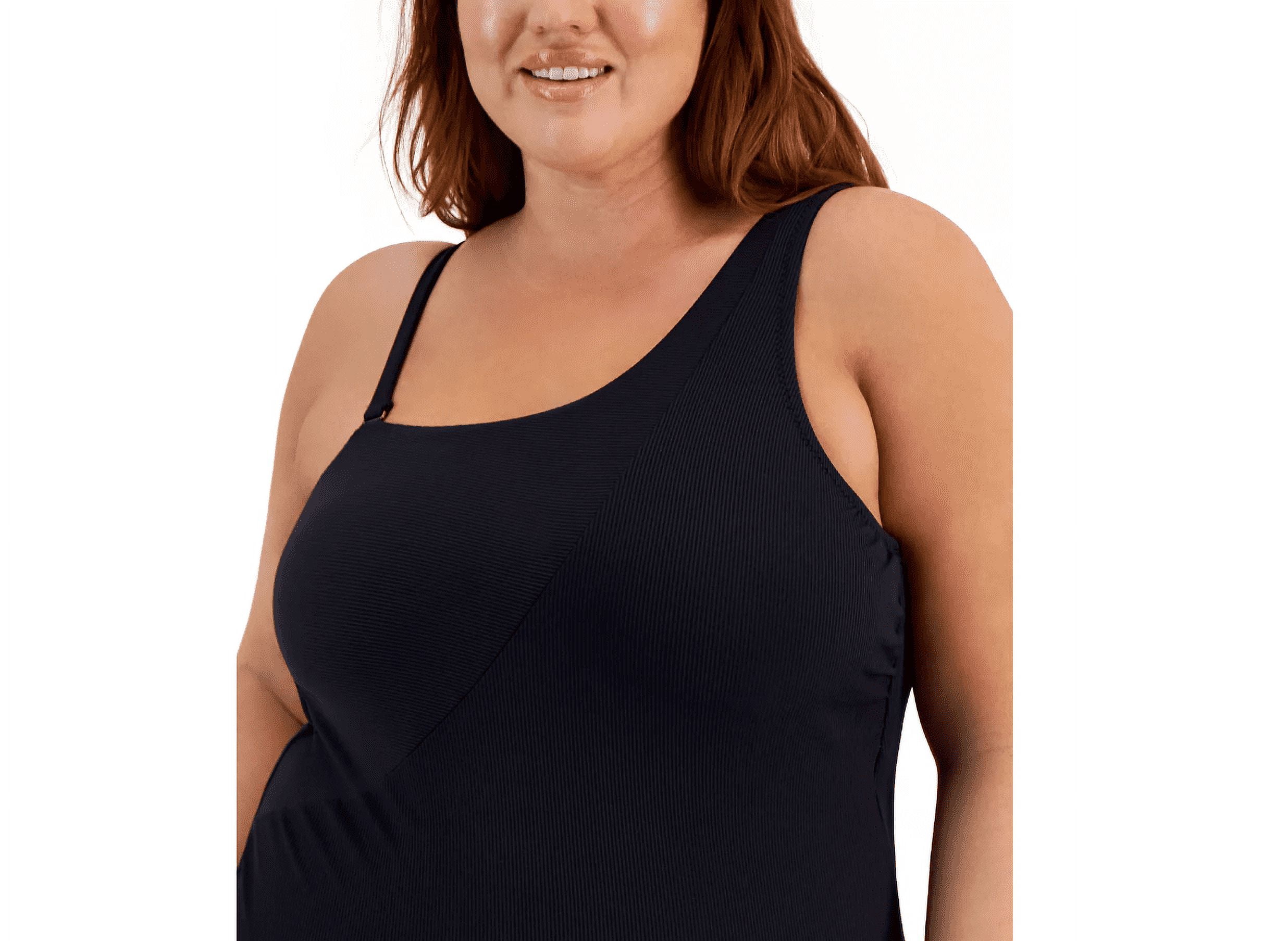 BECCA ETC Trendy Plus Size Fine Line One-Piece Swimsuit, Black, 1X 16 ...