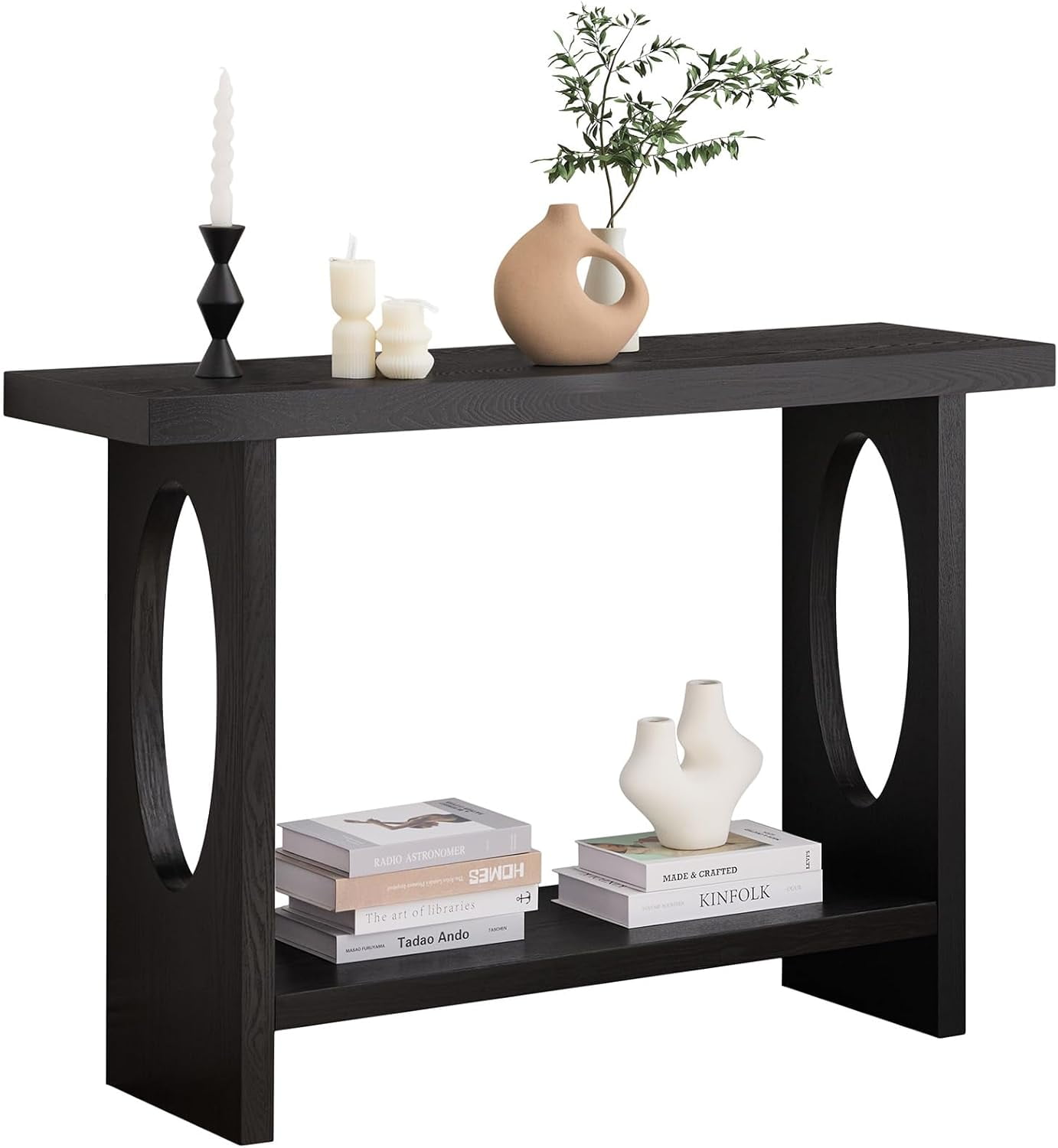 BECHAEO 47-Inch Modern Narrow Console Tables, Rectangular 2-Tier Sofa ...