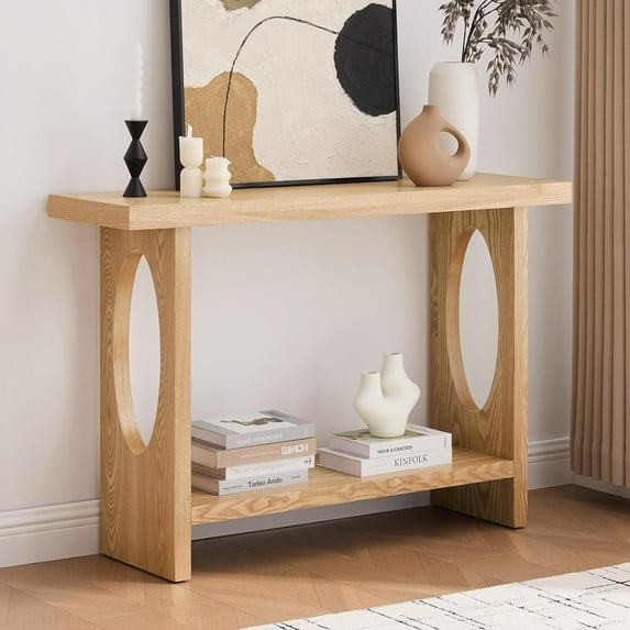 BECHAEO 47-Inch Modern Narrow Console Tables, Rectangular 2-Tier Sofa ...