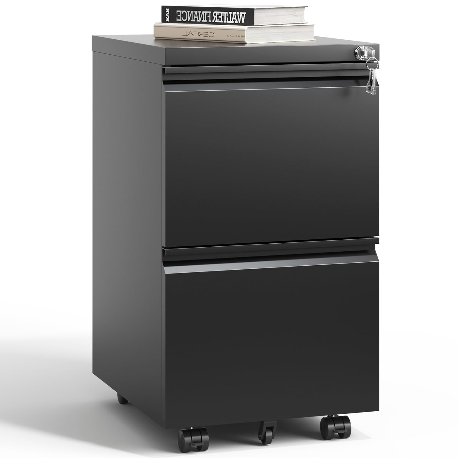 BENCHUAN 2 Drawer Metal Mobile File Cabinet with Lock, Under Desk ...