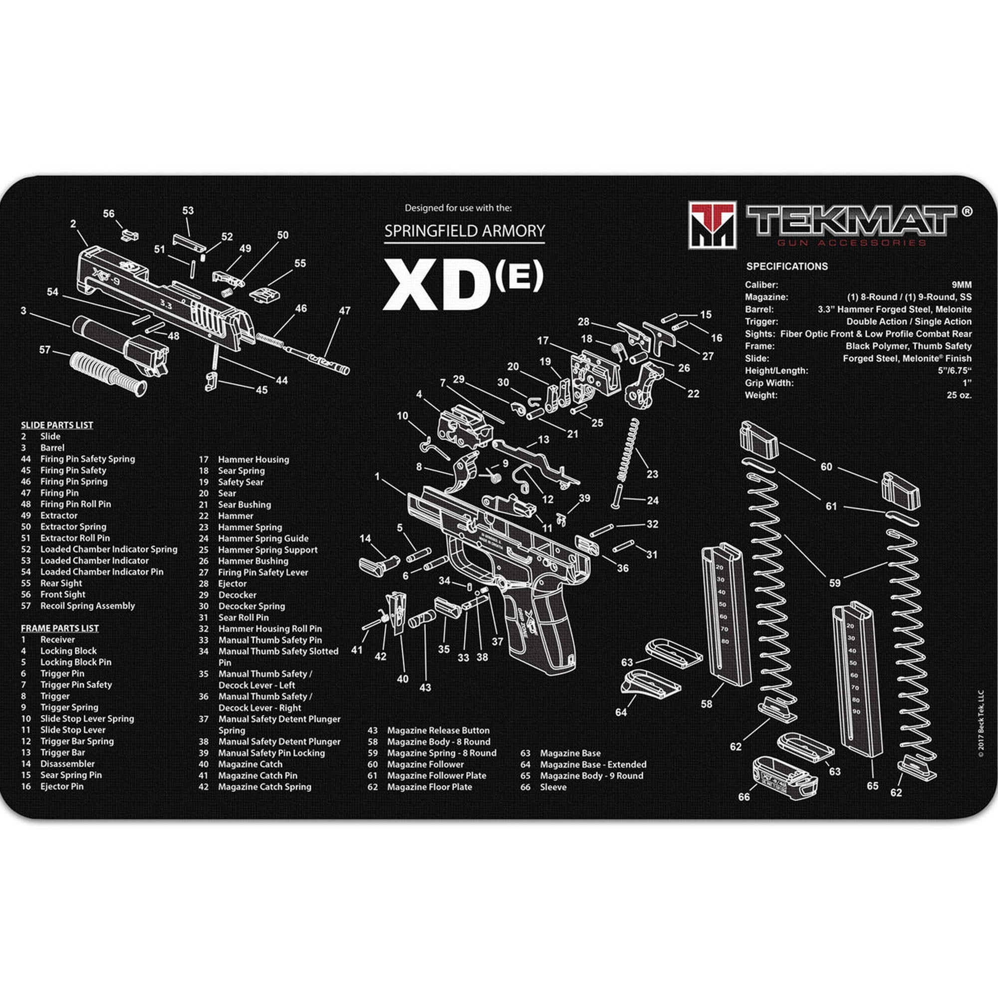 TekMat Original Gun Cleaning Mat - 17" X 11" - Springfield Armory XD-E ...