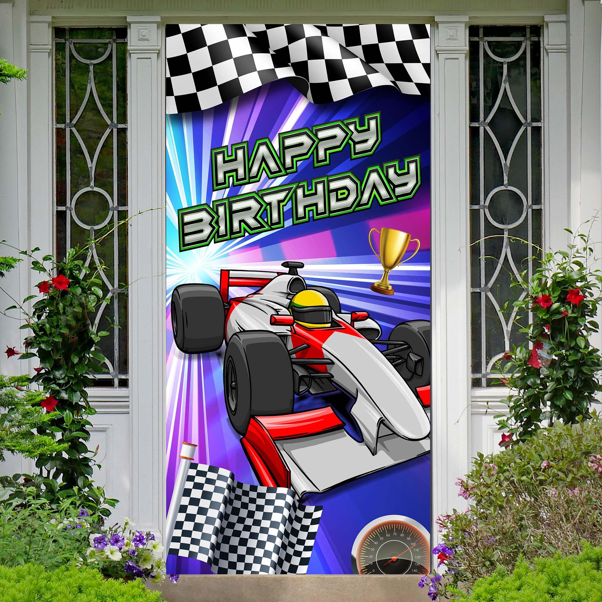 BECKTEN Racer Car Racing Happy Birthday Banner Backdrop Race Car ...